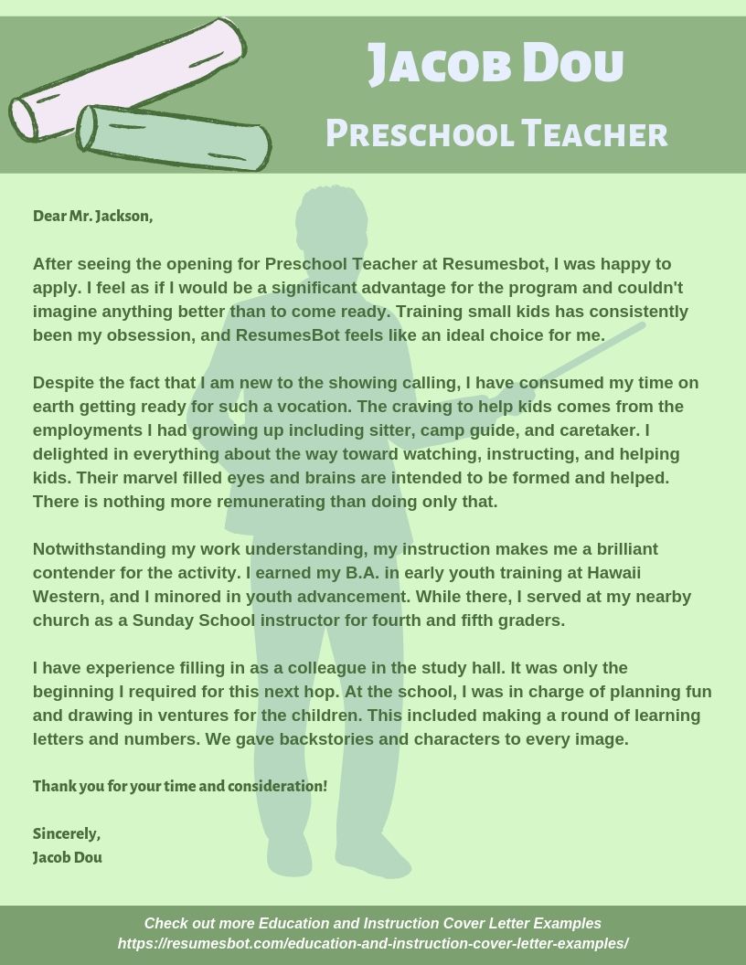 Preschool Teacher Cover Letter Samples Templates PDF Word 2022 