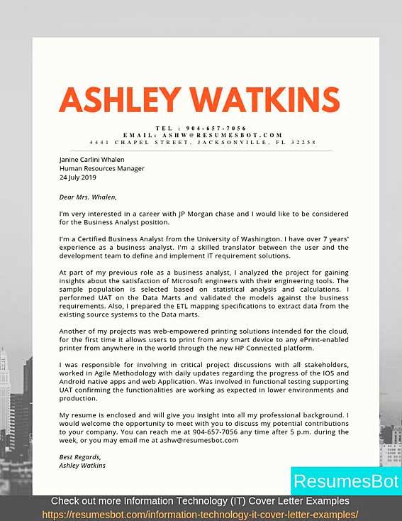Business Analyst Cover Letter Samples Templates PDF Word 2023 RB