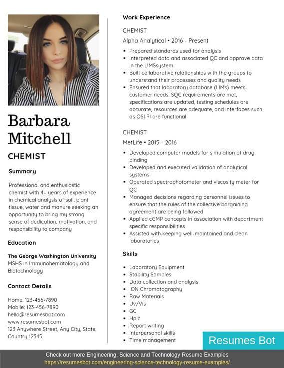 Chemist Resume Samples Templates PDF Word 2023 Chemist Resumes Bot