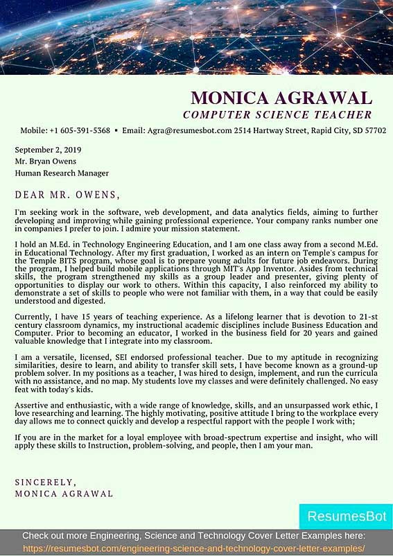 Computer Science Cover Letter Samples Templates 2024 RB