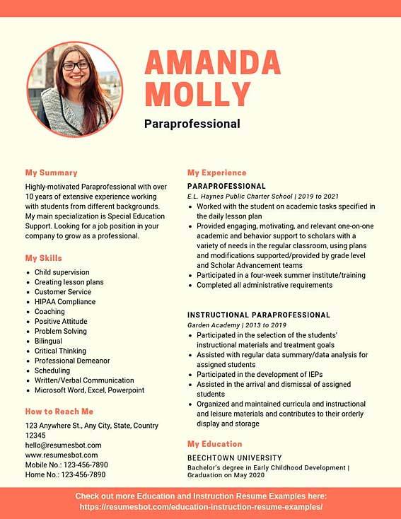 Paraprofessional Resume Samples Templates PDF DOC 2024 RB Paraprofessional Resume Samples Templates PDF DOC 2024 RB