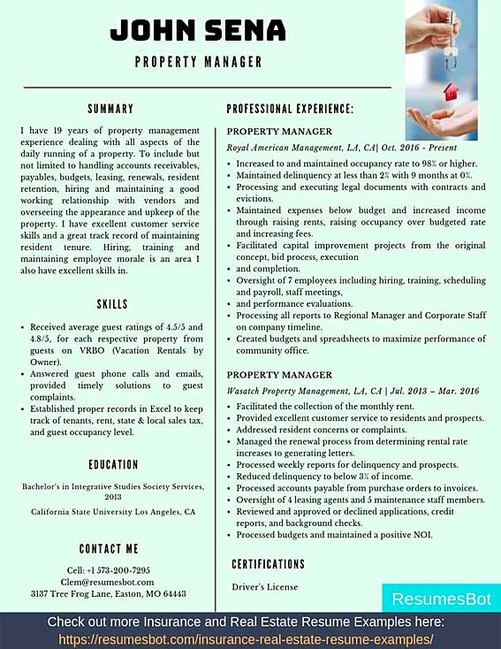 Property Manager Resume Samples Templates PDF DOC 2024 RB