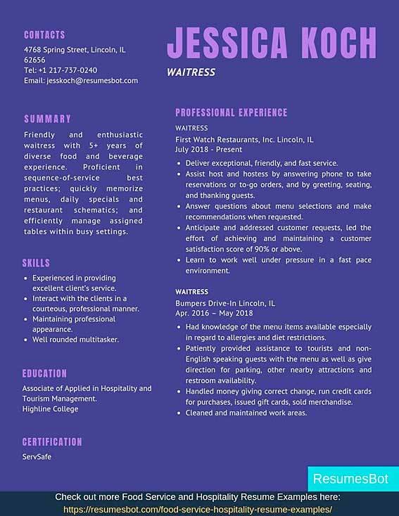 Waitress Resume Samples Templates PDF DOC 2023 RB